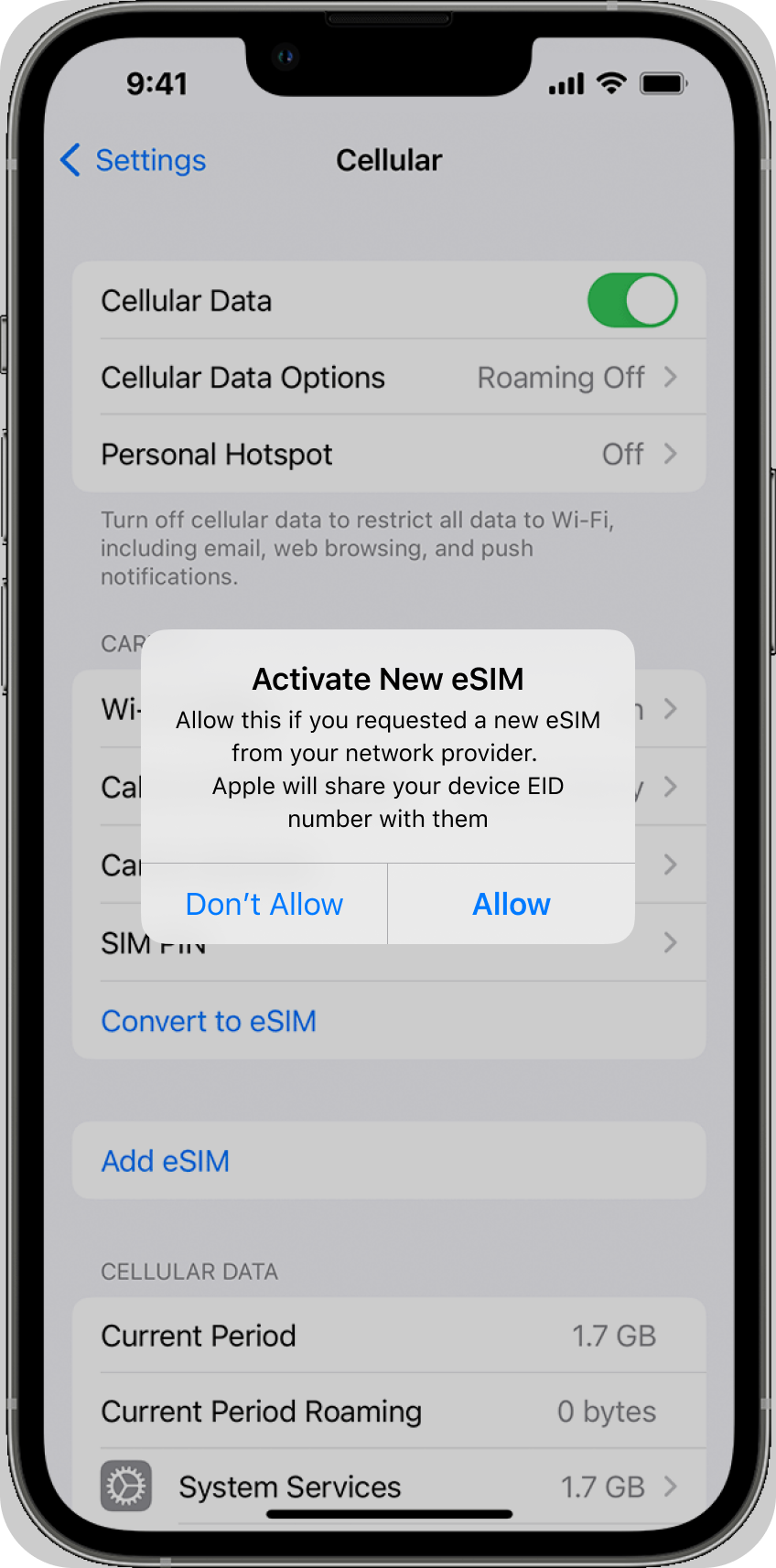 Direct eSIM installation on iOS – English